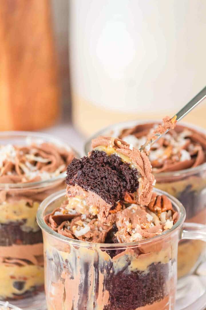 German Chocolate Trifles - Cookie Dough and Oven Mitt
