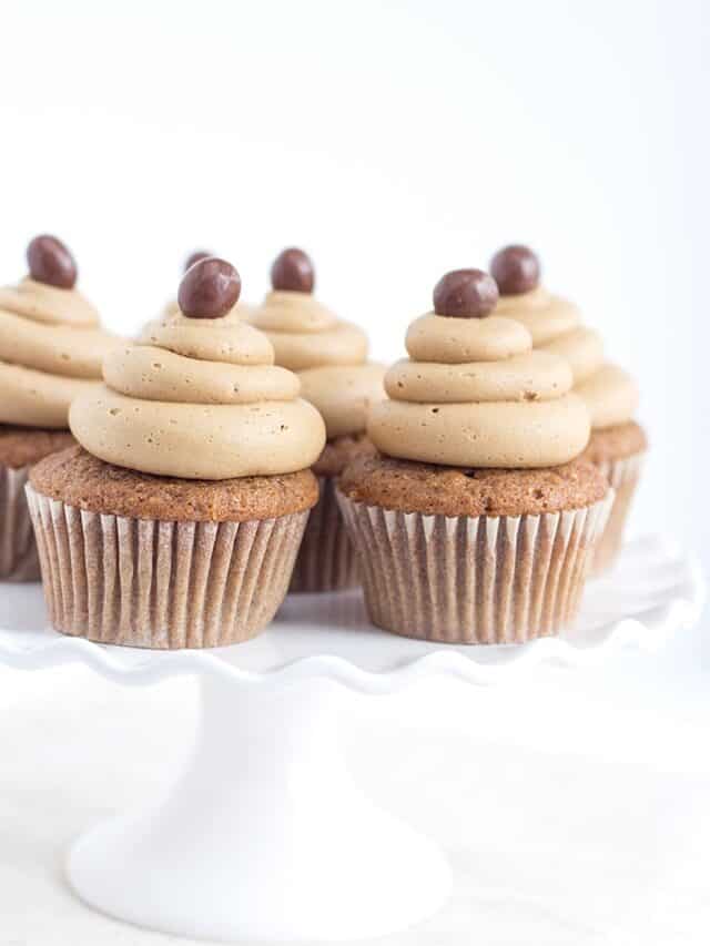 Coffee Cupcakes with Coffee Buttercream Story - Cookie Dough and Oven Mitt