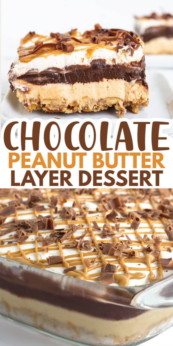 Chocolate Peanut Butter Layer Dessert - Cookie Dough and Oven Mitt