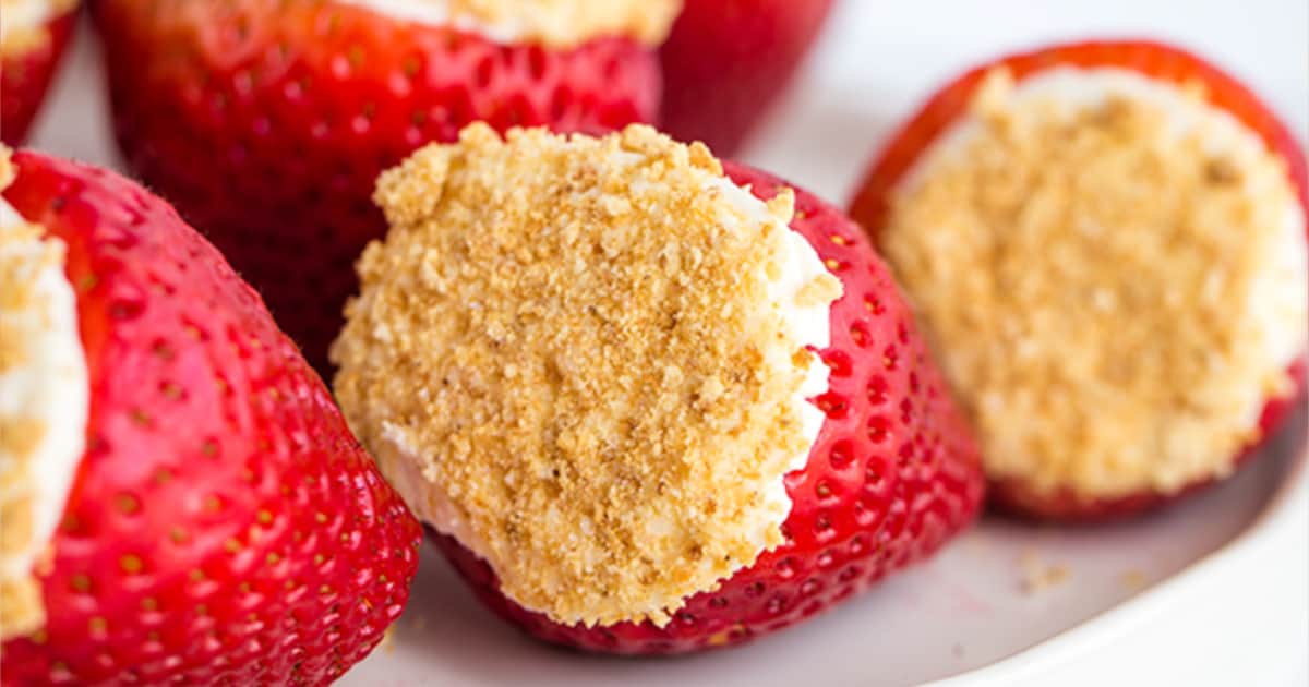 Cheesecake Stuffed Strawberries - Cookie Dough and Oven Mitt