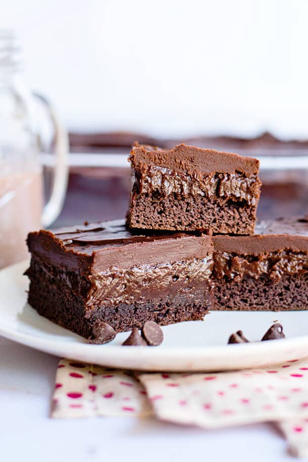 Triple Chocolate Pudding Bars - Cookie Dough and Oven Mitt