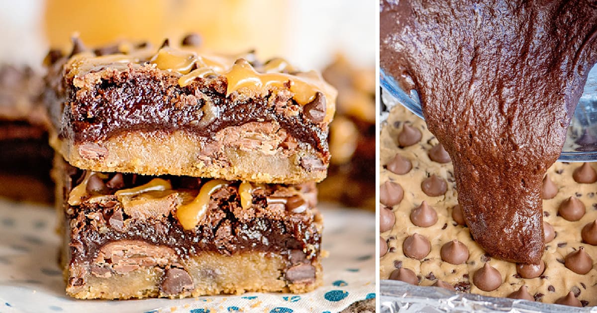 Caramel Brookies - Cookie Dough and Oven Mitt