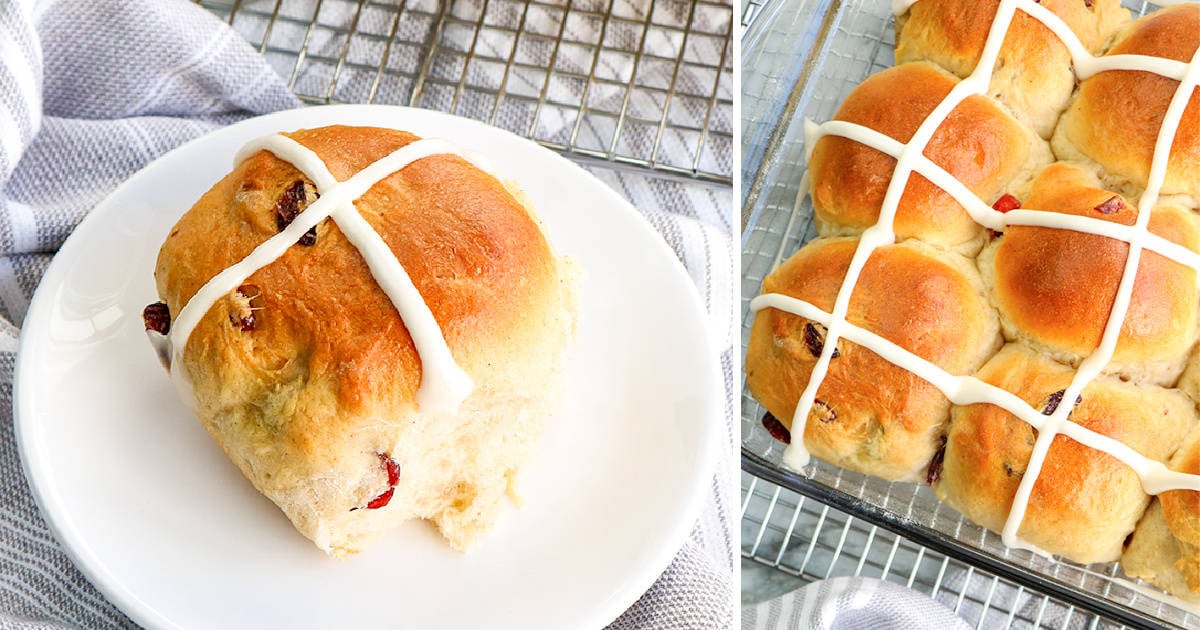 Bread Machine Hot Cross Buns - Cookie Dough and Oven Mitt