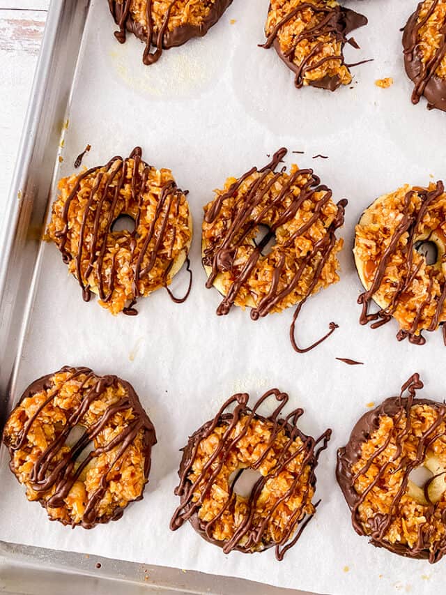 Homemade Samoas Cookies - Cookie Dough and Oven Mitt